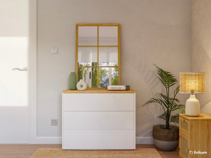 Acogedor dormitorio con madera y fibras naturales - Livitum.com