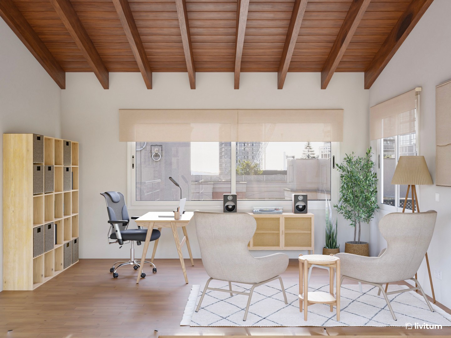 Acogedor estudio con techo abuhardillado y vigas expuestas - Livitum.com