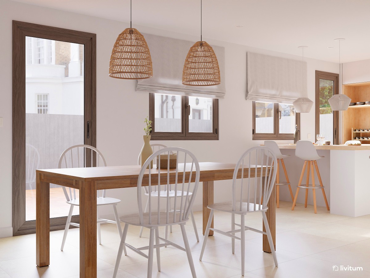 Acogedor salón comedor de estilo rústico y moderno - Livitum.com