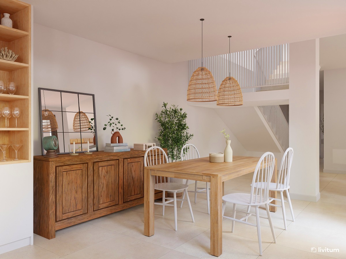 Acogedor salón comedor de estilo rústico y moderno - Livitum.com