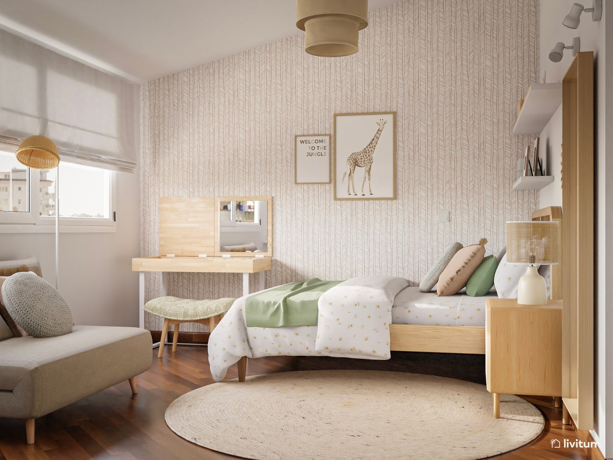 Acogedora habitación juvenil con tocador y escritorio - Livitum.com
