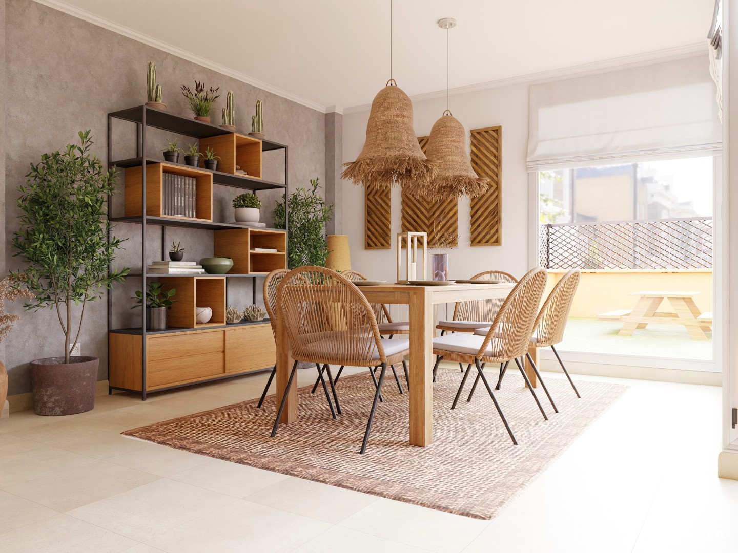Cálido comedor y salón de estilo rústico - Livitum.com Cálido comedor y salón de estilo rústico - Livitum.com