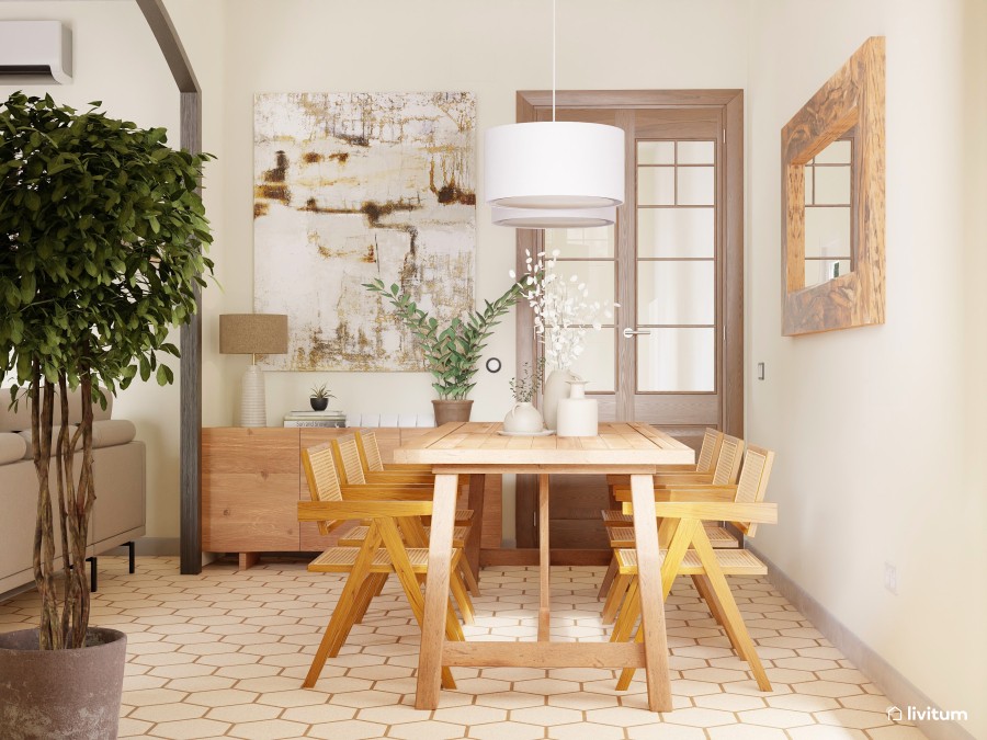 Comedor y salón de estilo colonial y nórdico que impresiona - Livitum.com