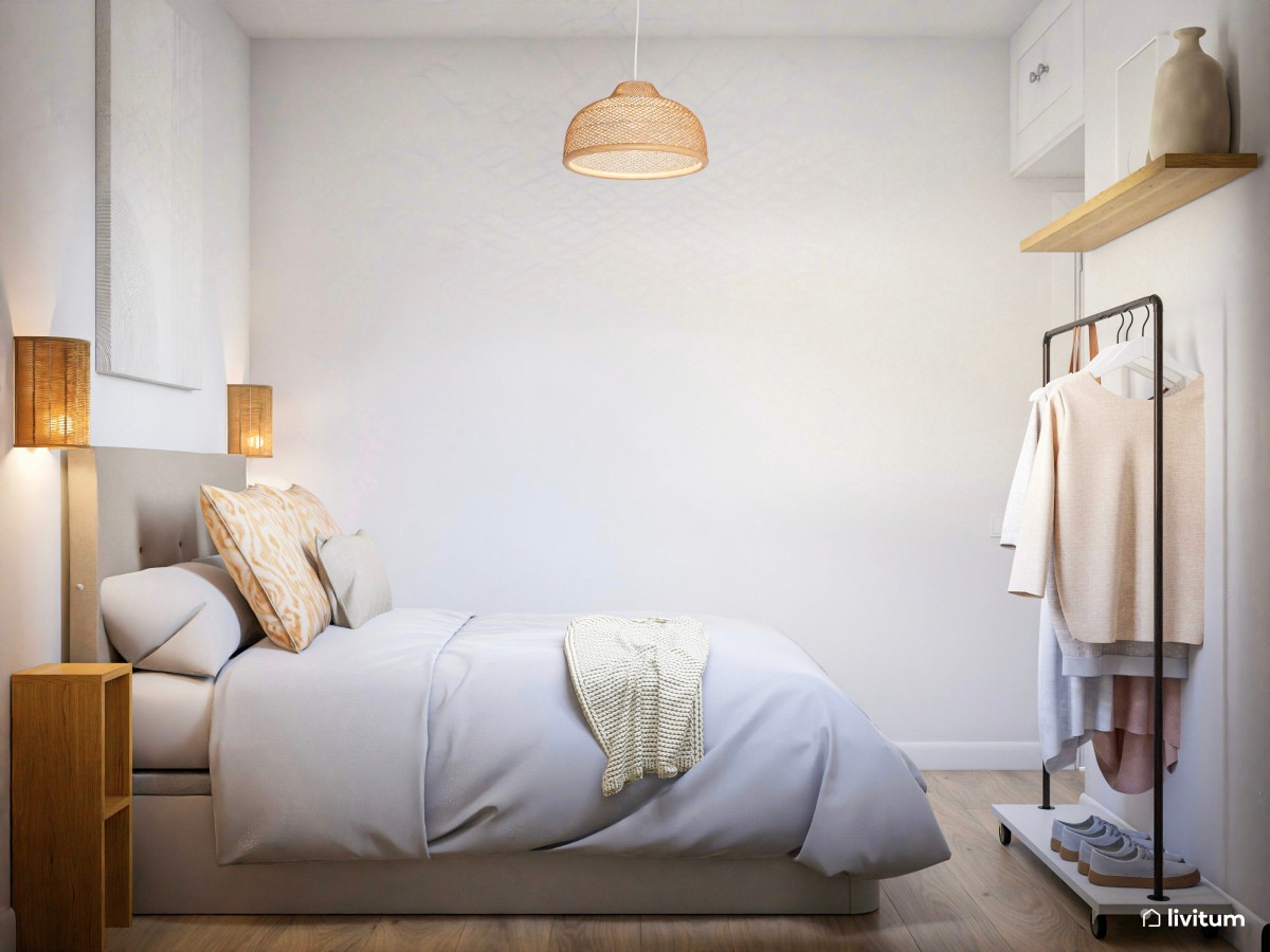 Dormitorio moderno y rústico con accesorios en fibras naturales ...