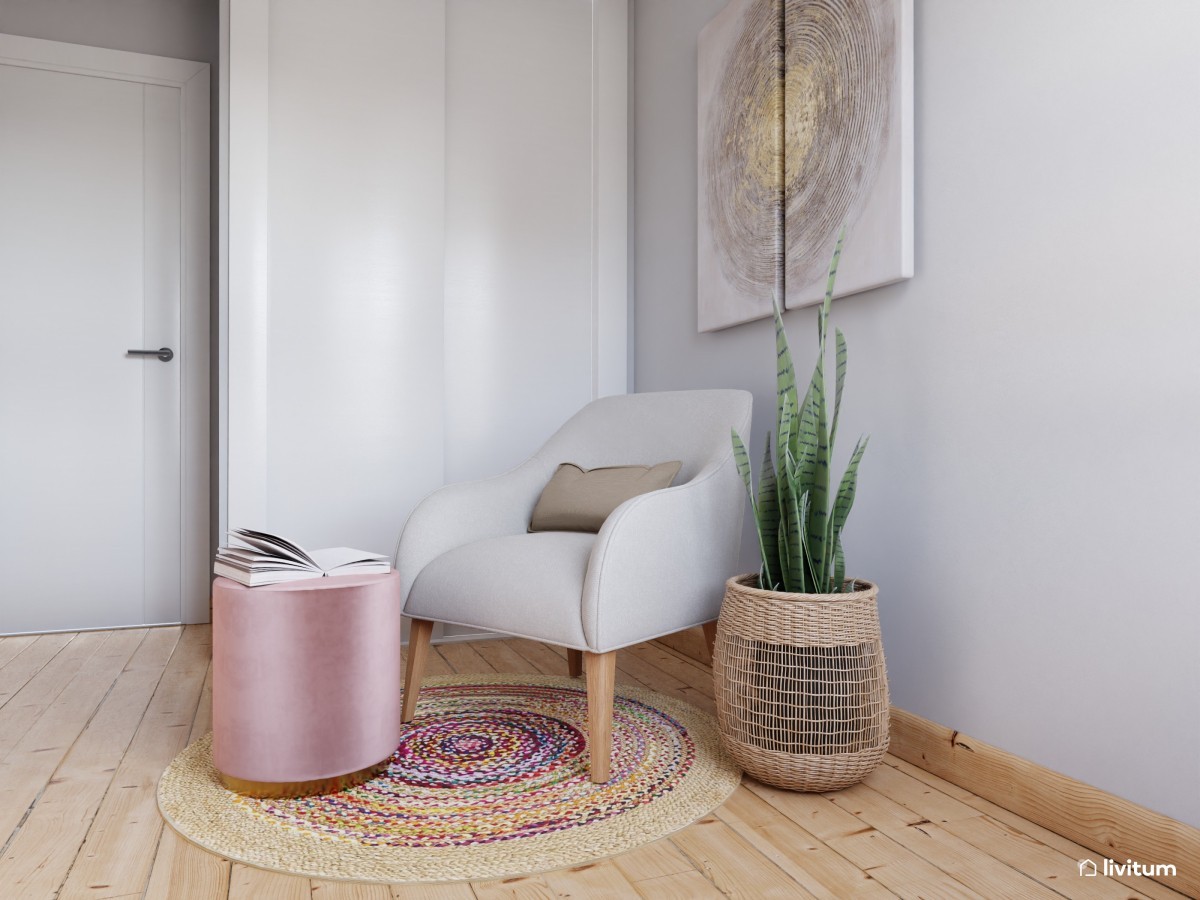 Estudio con vestidor en blanco y rosa - Livitum.com