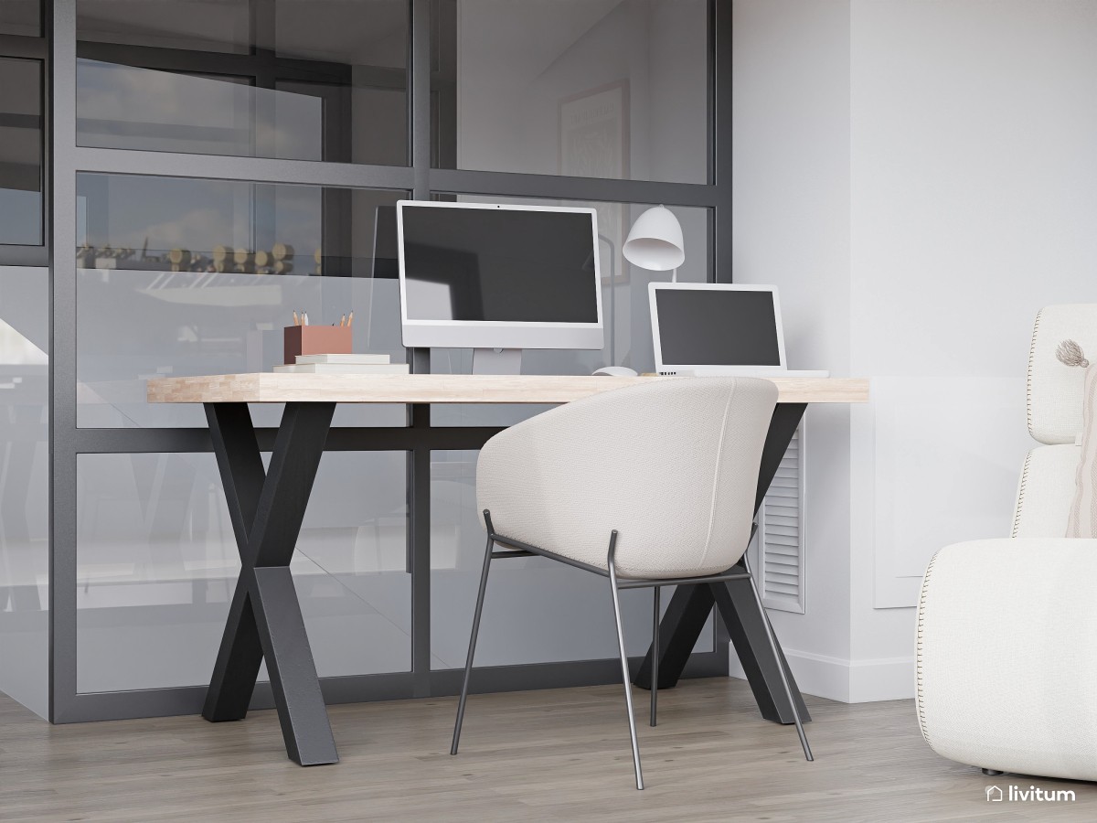 Estudio moderno e industrial en madera y negro - Livitum.com