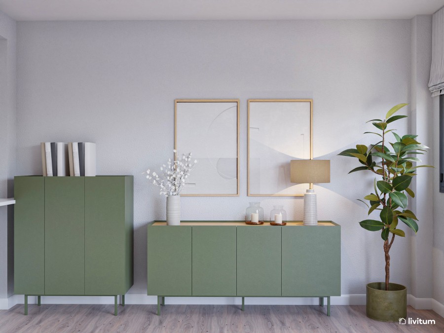 Salón comedor con originales muebles verdes - Livitum.com