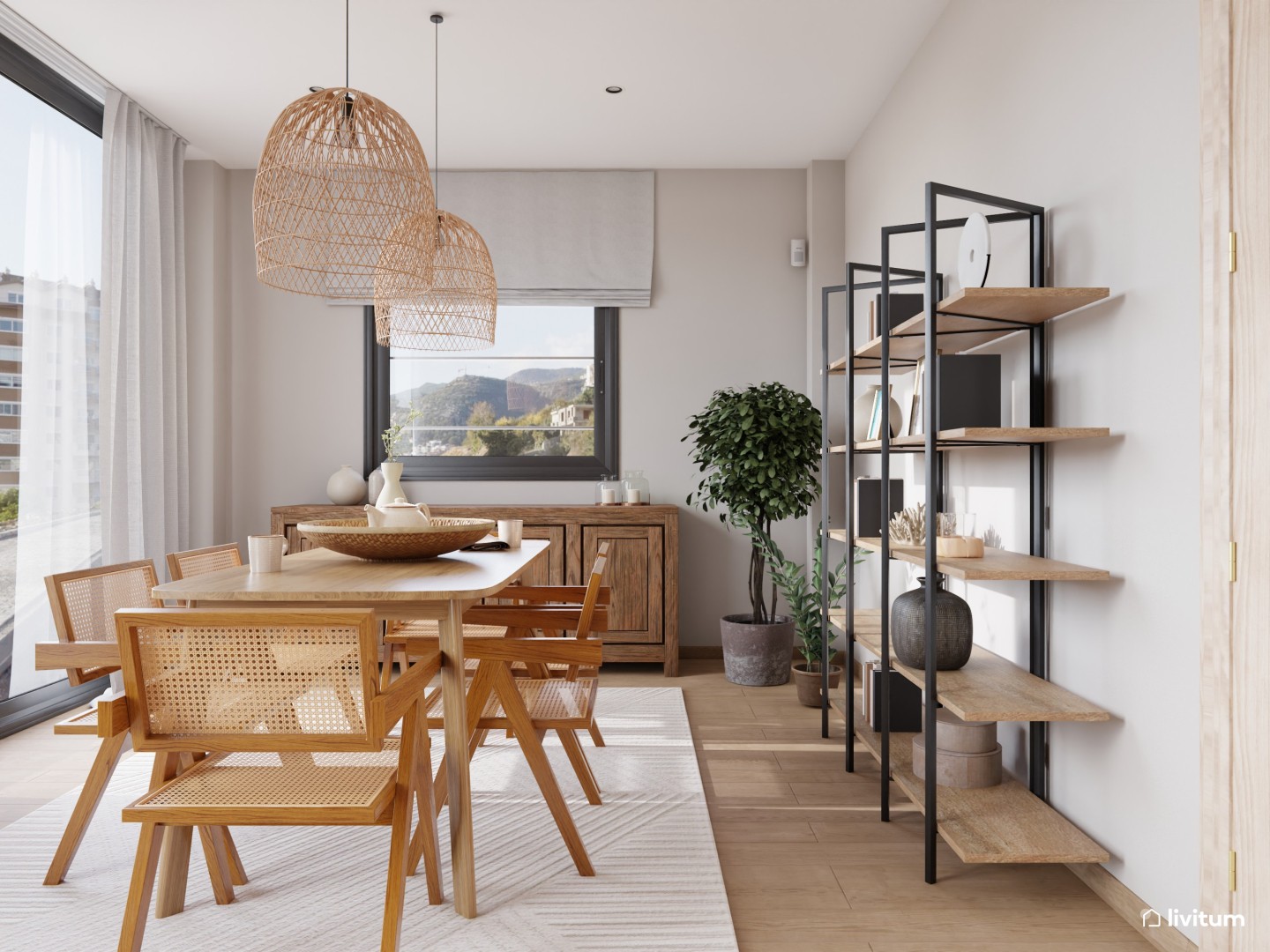 Salón comedor estilo rústico y colonial - Livitum.com