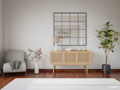 Salón comedor moderno y elegante con mesa en roble oscuro - Livitum.com