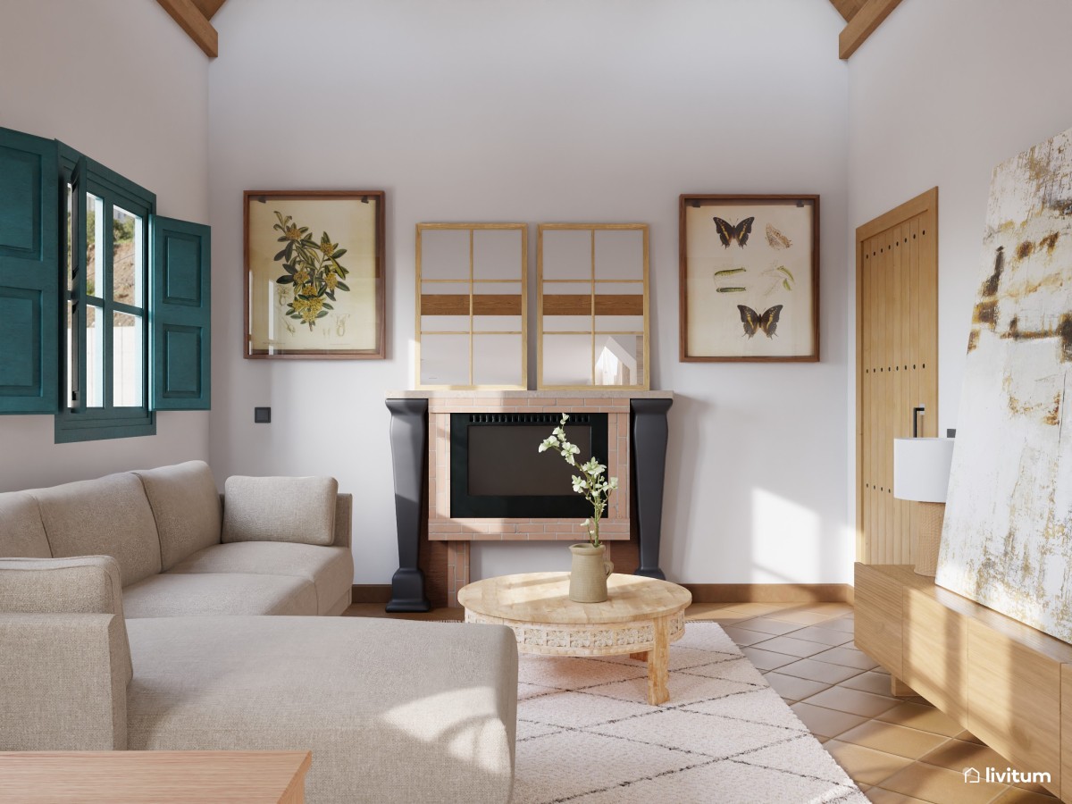 Salón comedor rústico con elementos modernos - Livitum.com