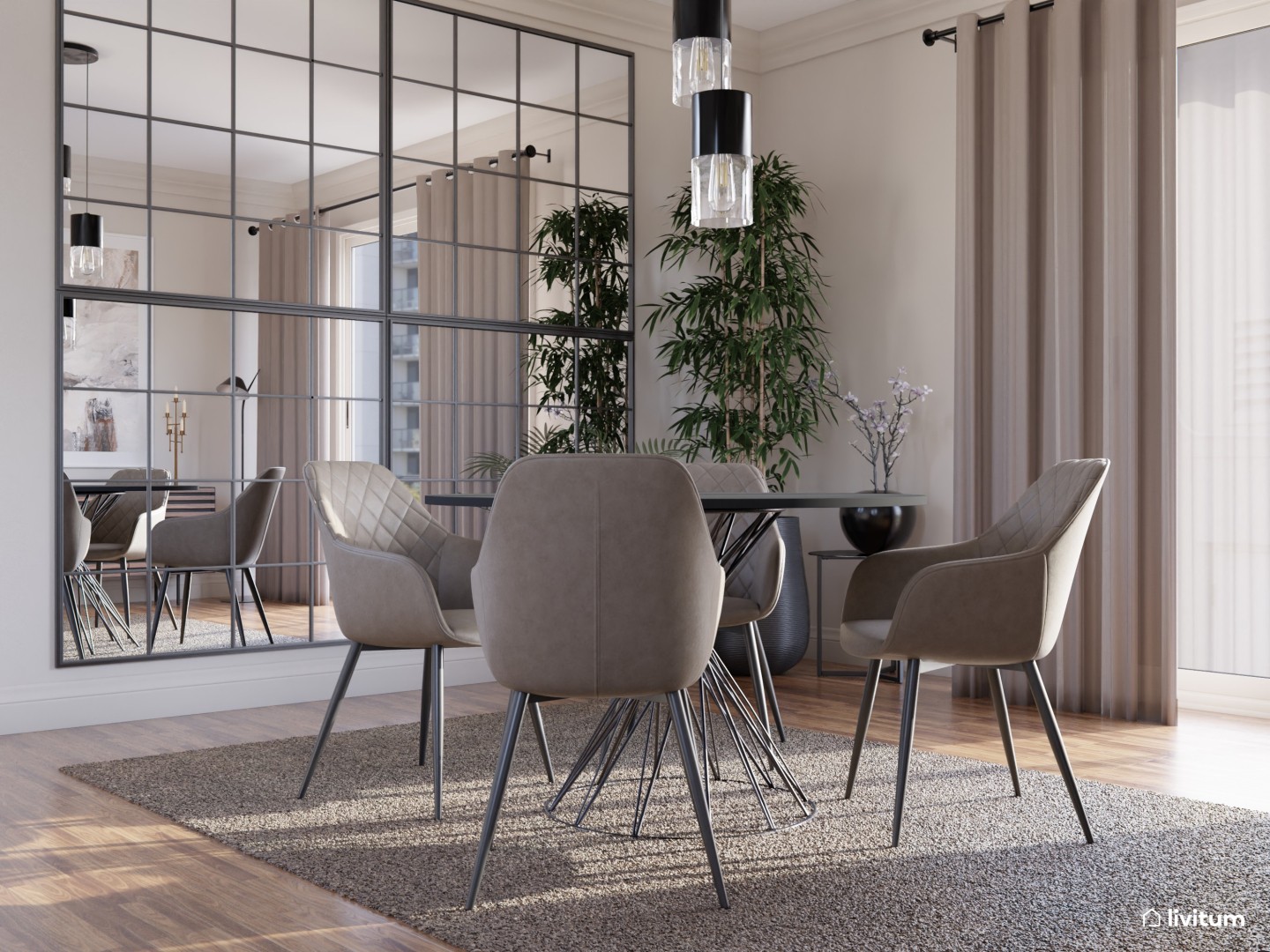 Sofisticado comedor con mobiliario de diseño - Livitum.com