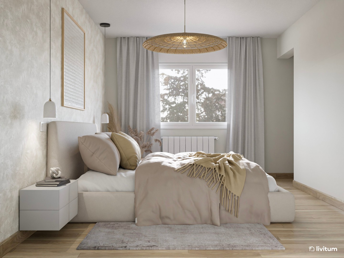Sofisticado dormitorio beige con detalles que enamoran - Livitum.com
