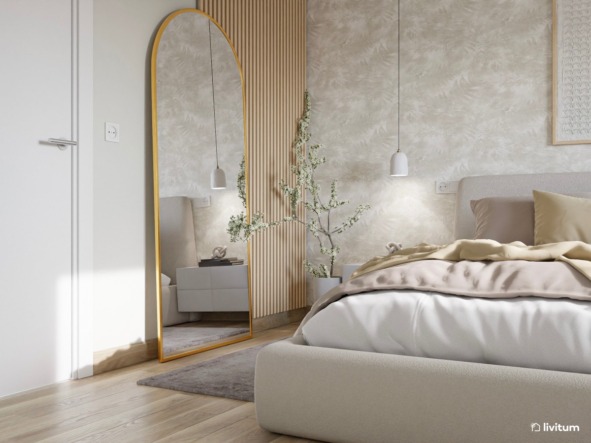 Sofisticado dormitorio beige con detalles que enamoran - Livitum.com