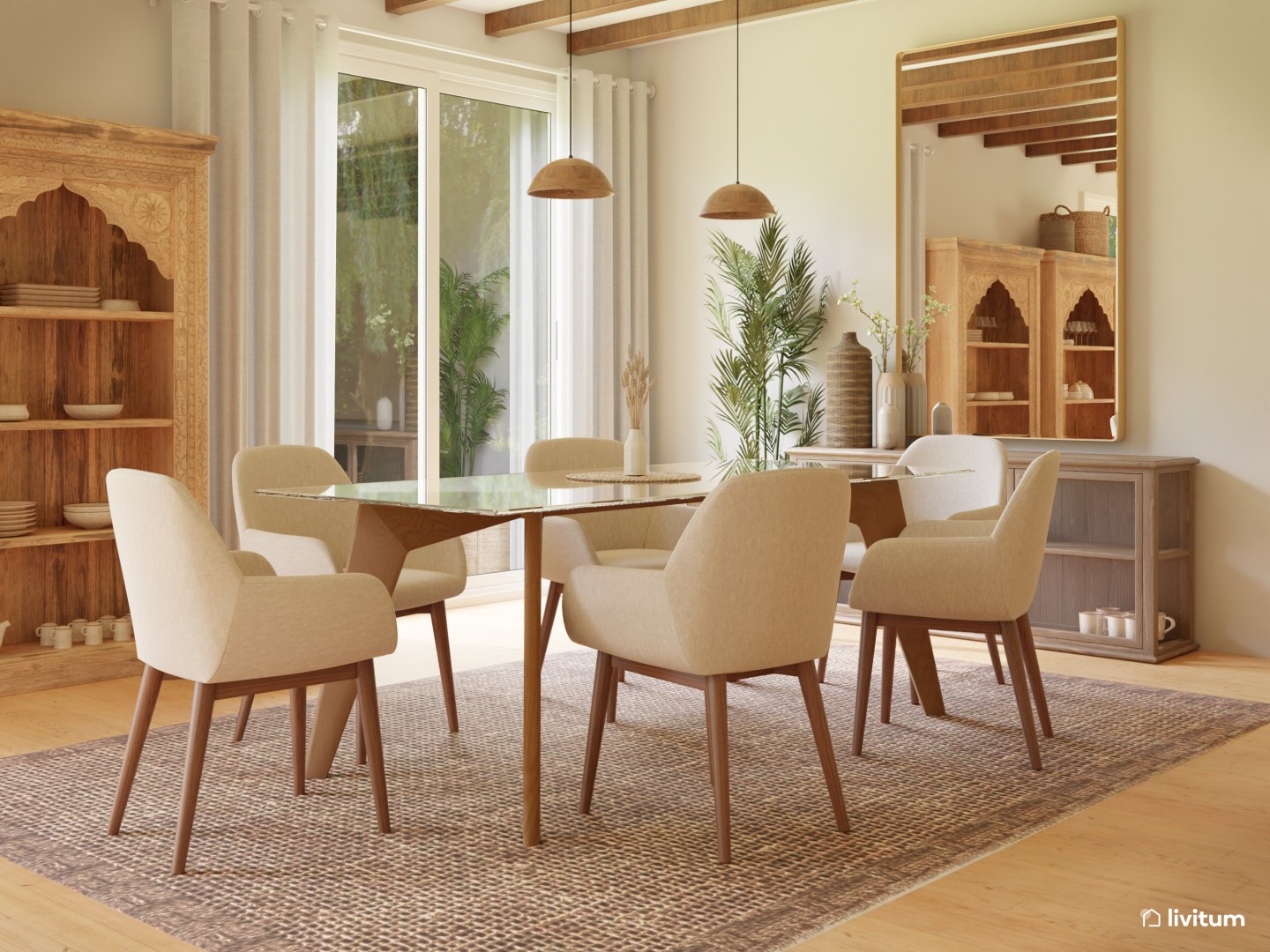 Un comedor exótico y rústico de madera - Livitum.com